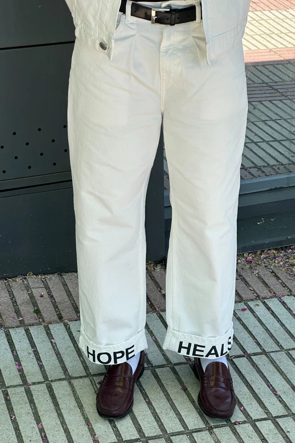 Men's NWHR HOPE HEALS TROUSERS - Organic Cotton, Embroidered, Oversized ...